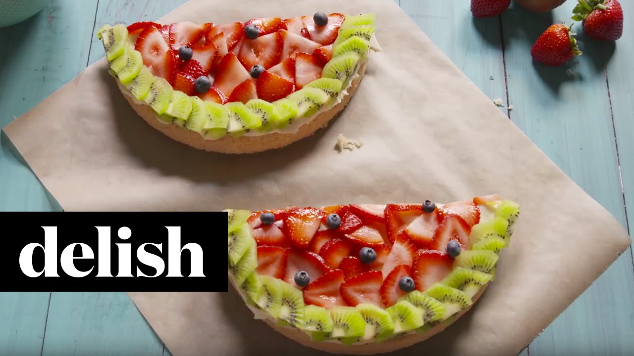 How To Make Watermelon Cookie Tart | Delish - YouTube