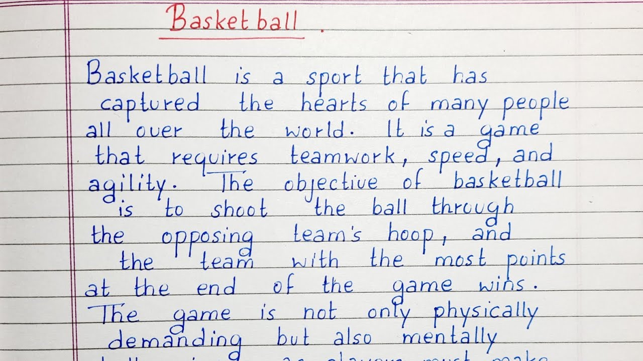 Write a short essay on Basketball | Essay - YouTube