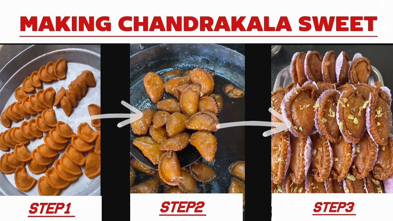 💥making chandrakala sweet🥟|easy step with hand made🤤|tasty snacks|#sft# ...
