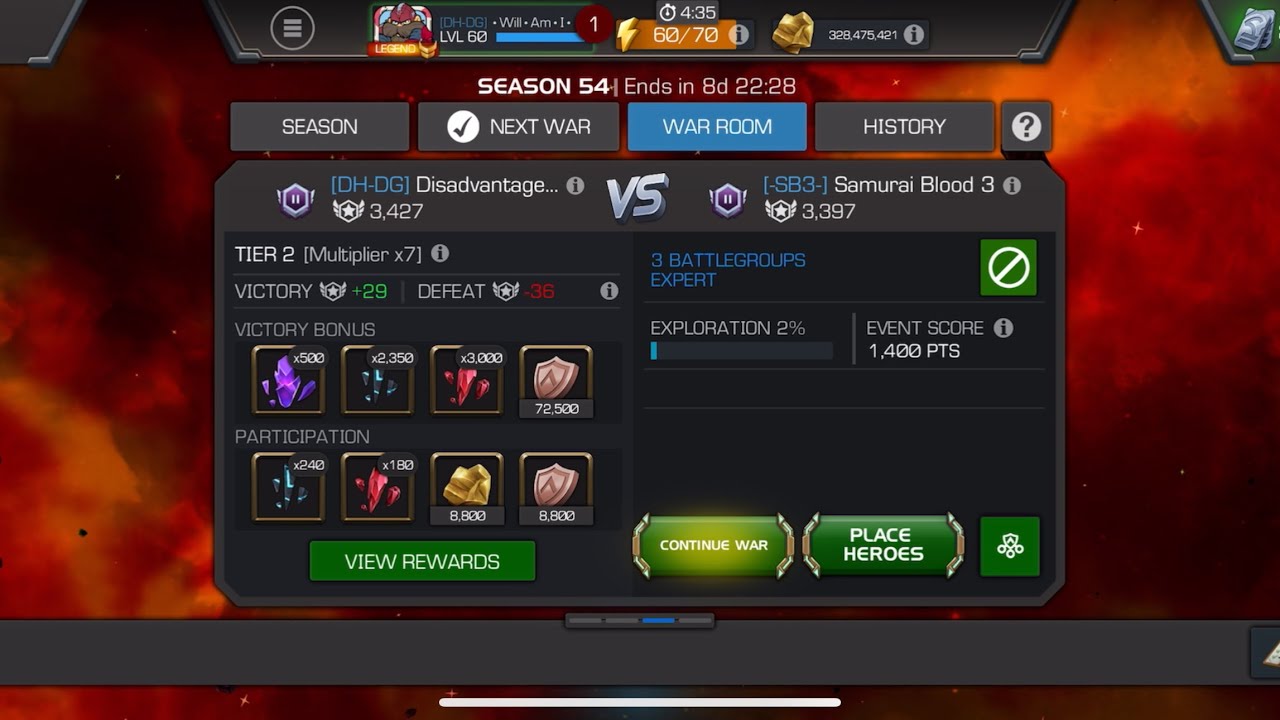 Alliance War S54W06 DH-DG vs [-SB3-] Samurai Blood 3 #mcoc - YouTube