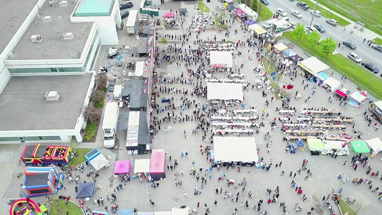 Aerial view over Ribfest - YouTube