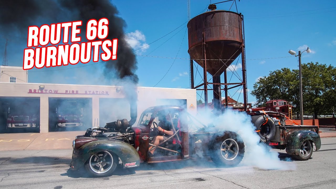 Burnouts And A Car Catches Fire On Route 66 Race Week Cruise! (Final ...