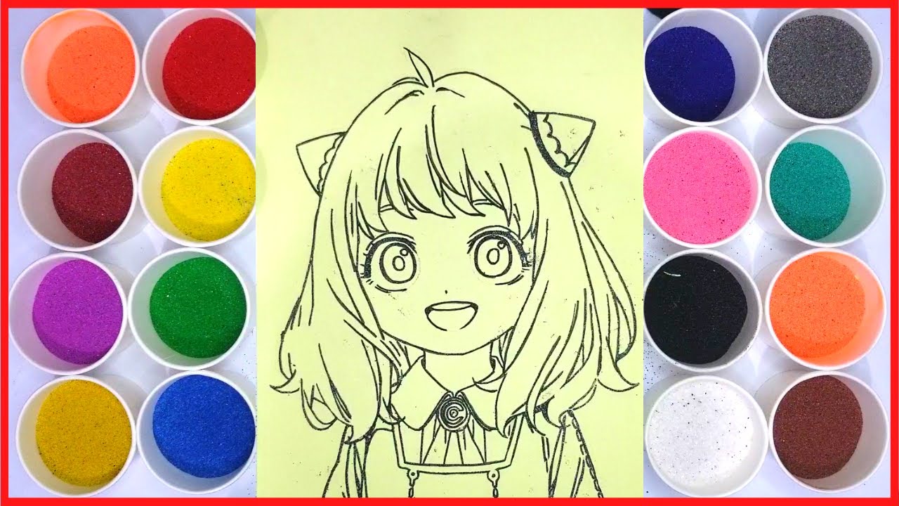 Anya forger coloring sand painting - YouTube