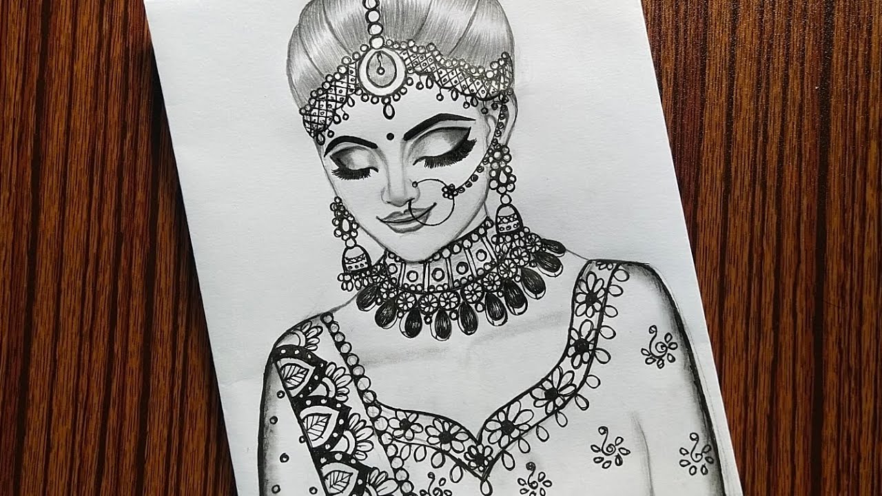 How to draw a Beautiful Traditional bride very easy | Girl drawing ...