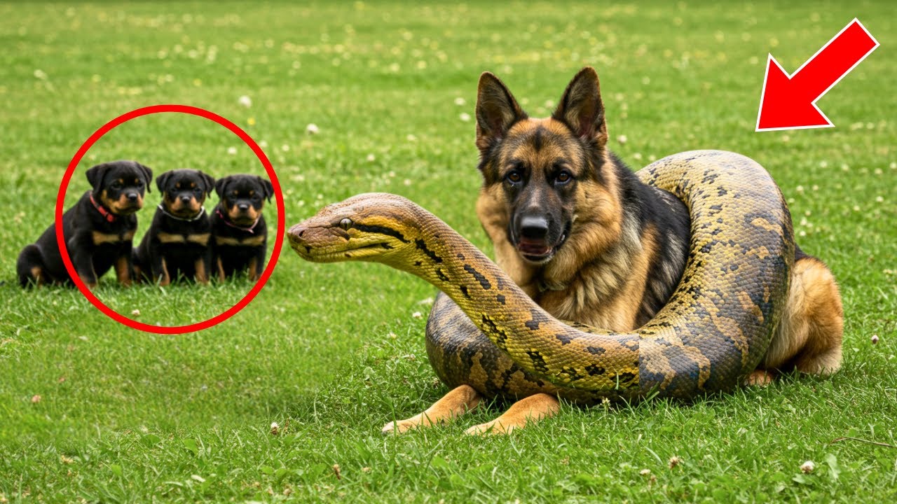 Gjarpri i tërbuar u mbështoll rreth një qeni çoban gjerman dhe ajo që ...