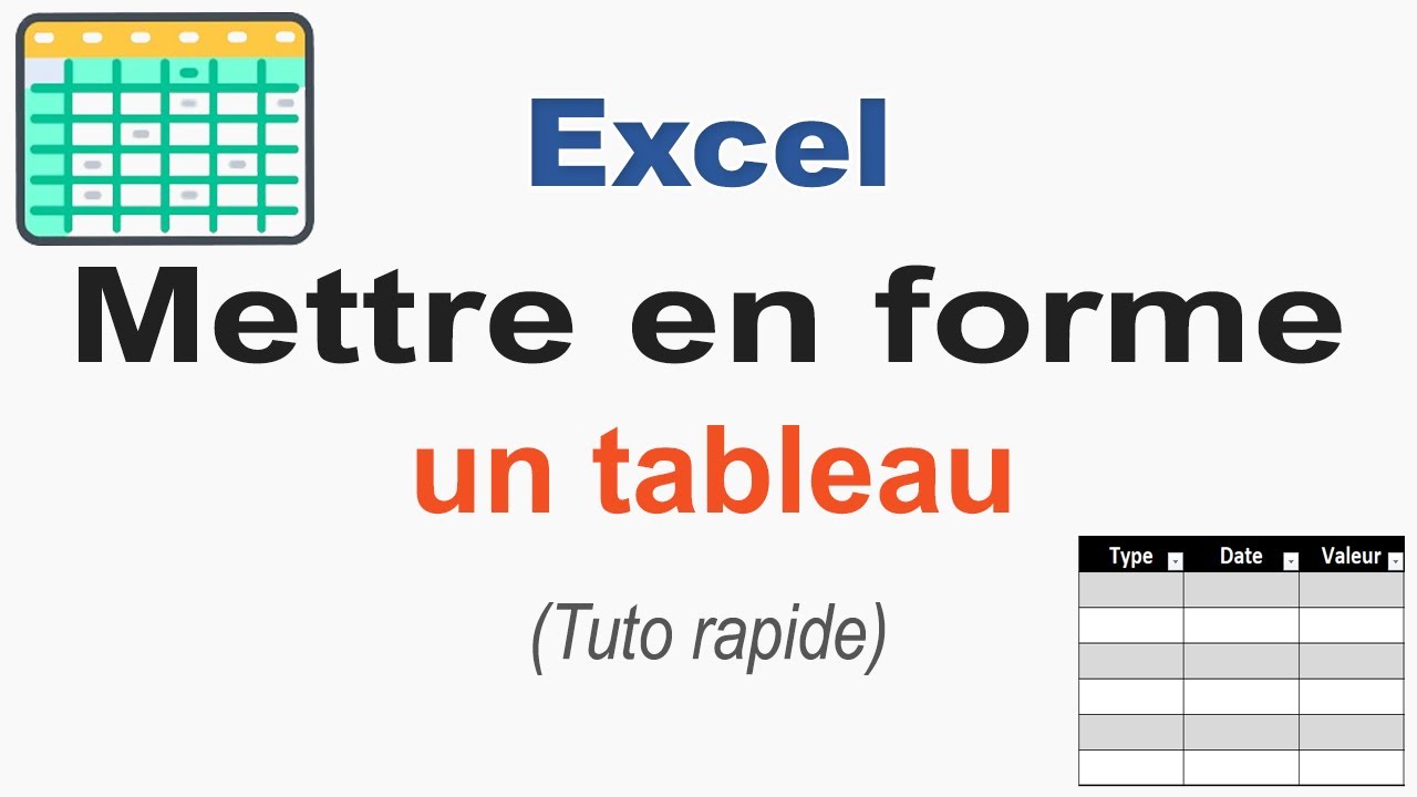 Tuto excel mettre sous forme de tableau - YouTube
