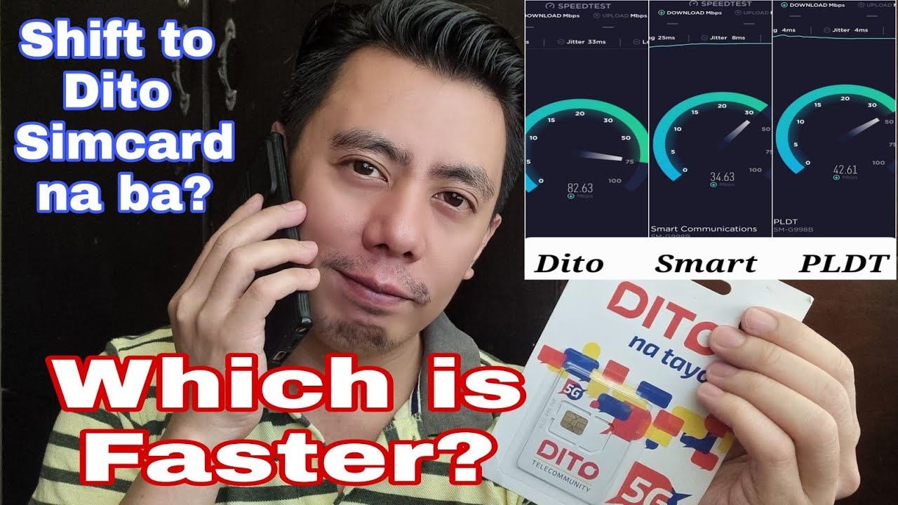 Internet Speed Test | Up to 80mbps ang Dito 5G SimCard vs Smart 5G LTE ...