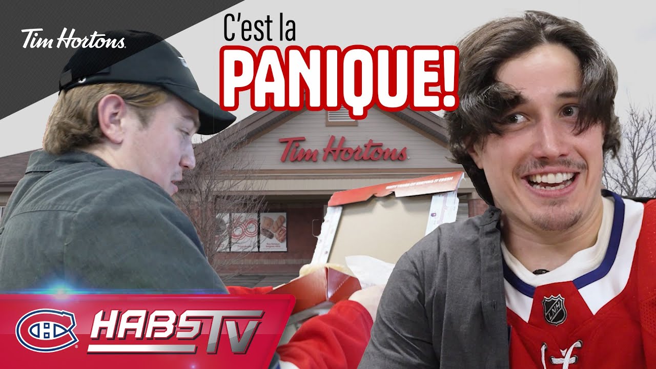 Habs work as employees at a Tim Hortons drive-thru - YouTube