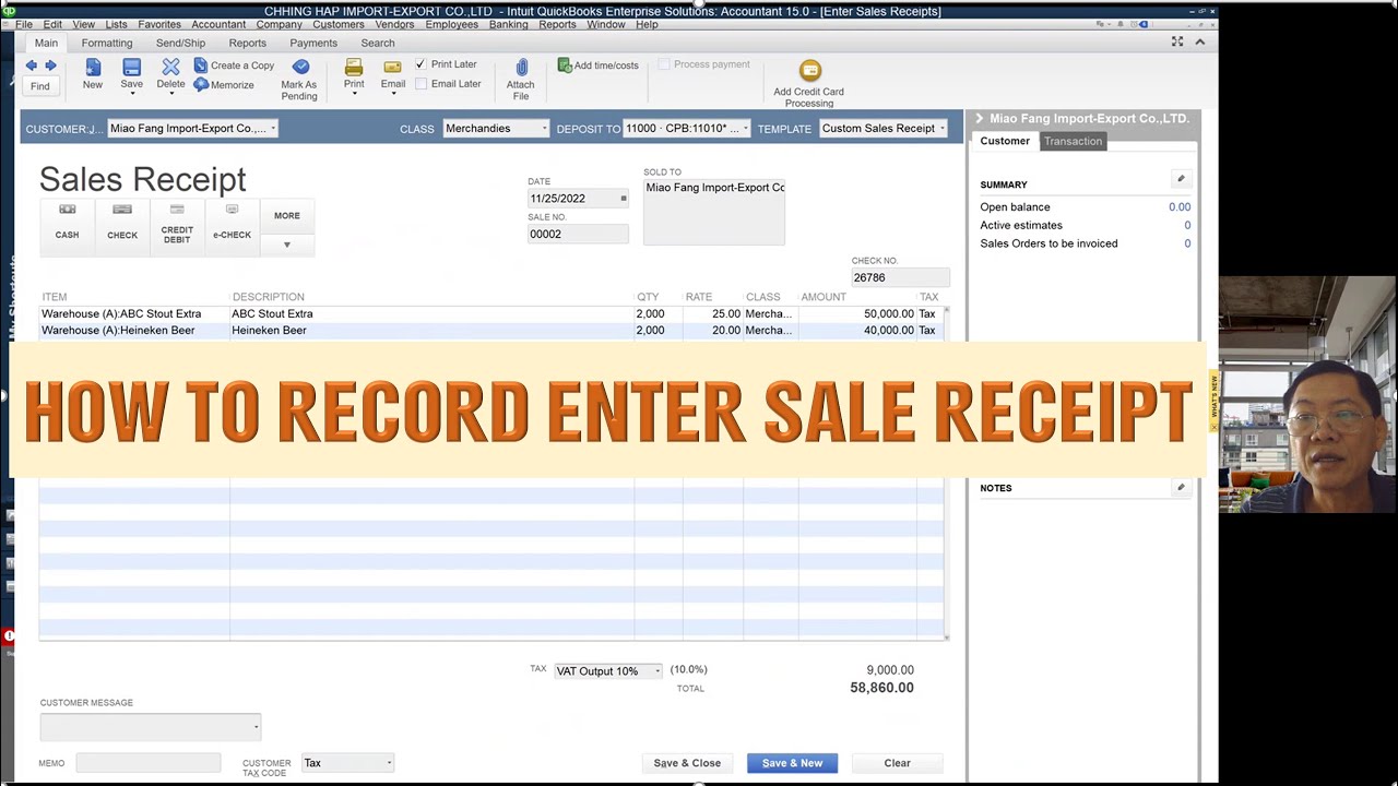 HOW TO RECORD ENTER SALE RECEIPT - YouTube