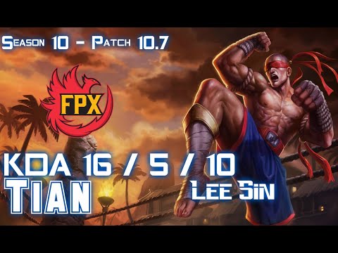 FPX Tian LEE SIN vs EKKO Jungle - Patch 10.7 KR Ranked - YouTube