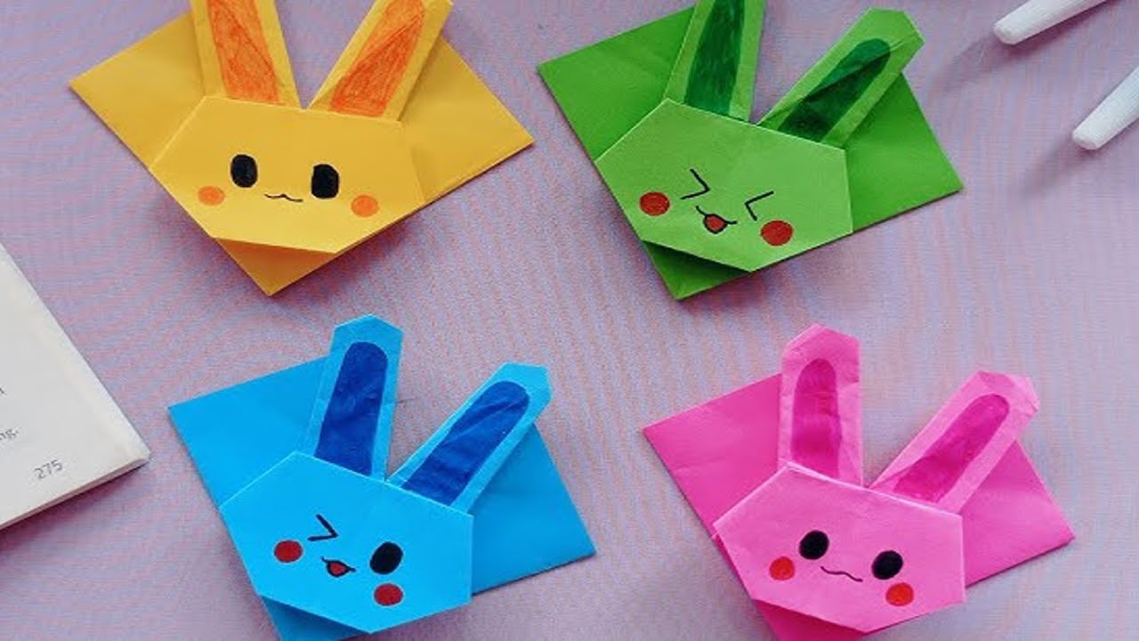 DIY Paper Bunny Rabbit Corner Bookmark | Easy Origami Bookmark for ...