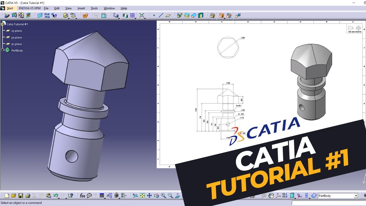 CATIA Tutorial #1: Modelling Pin in Part Design Workbench - YouTube