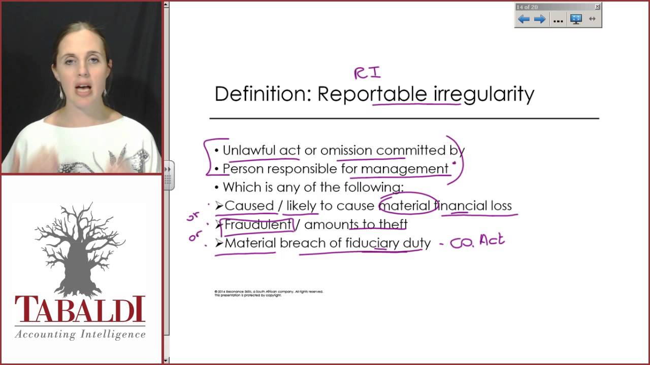 AUE2601 - Topic 2(A) - APA: Reportable Irreguarities - YouTube