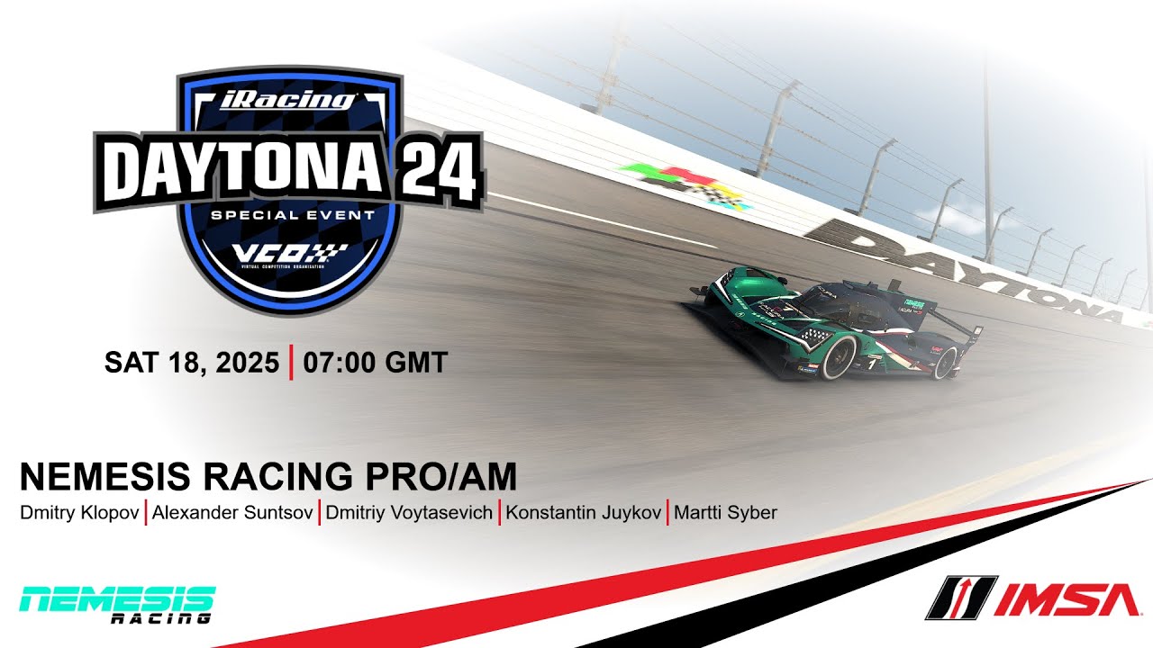 24h Of Daytona - NEMESIS RACING PRO/AM - Part 1 [18.01.2025] - YouTube