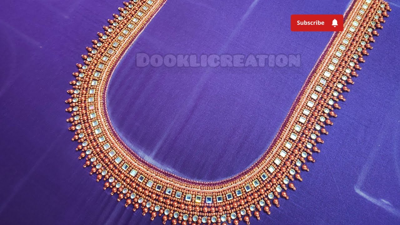 Aari work kundan stone work design 💕💕 ️💖 - YouTube