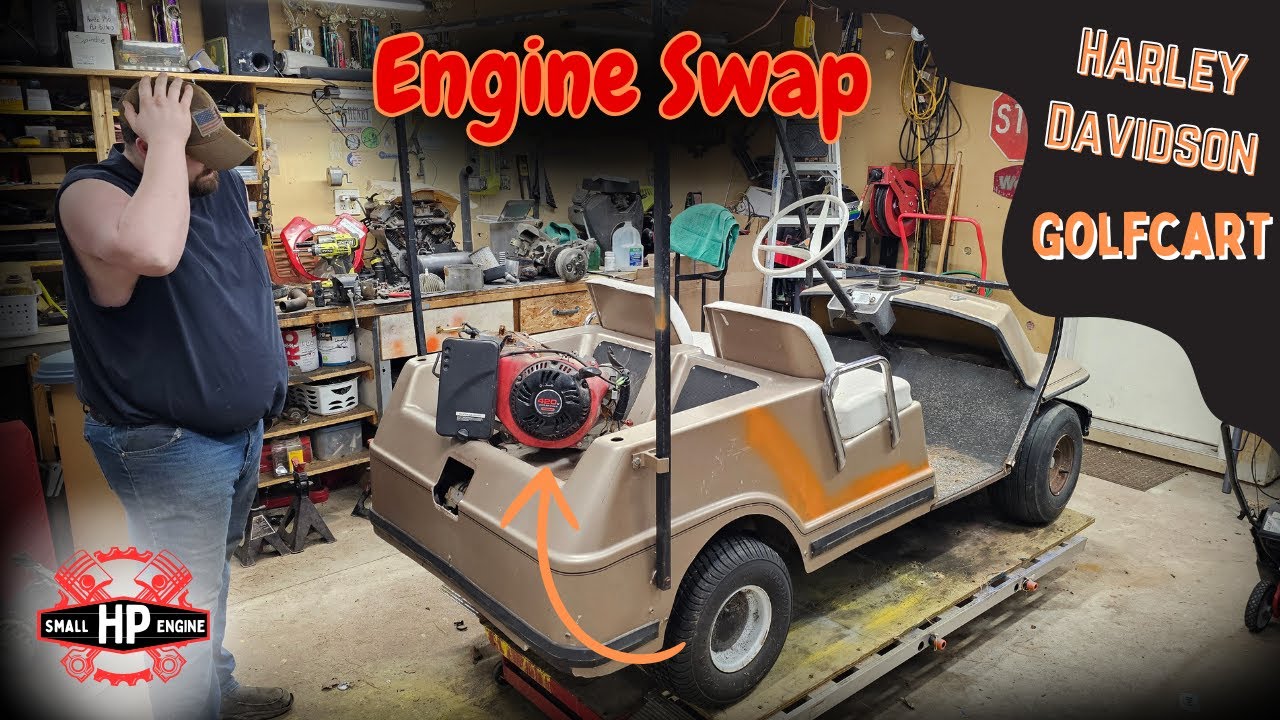 Harley Davidson Golf Cart Engine Swap, from Old to New-ish - YouTube