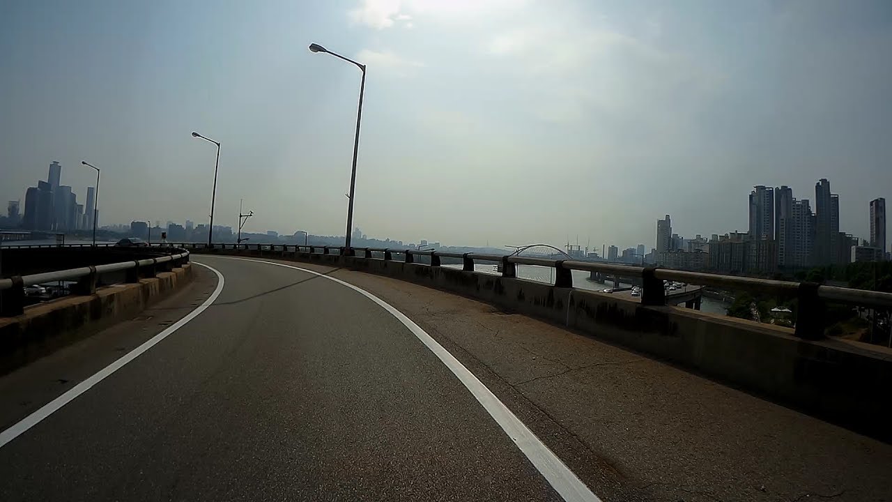 Seoul City Drive Gangbyeon Expressway I Korea (Onboard Front View ...