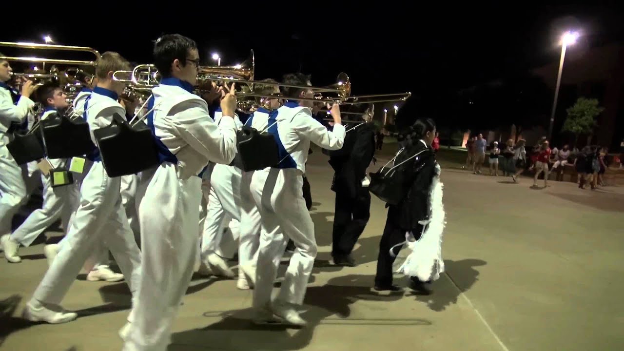 2015 Allen Eagle Escadrille Marches to, and Plays at AHS Entrance - YouTube