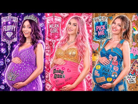 Rich Fluffy vs Broke Pick Me vs Giga Rich Mean Girls! Moms & Daughters Family Challenge
