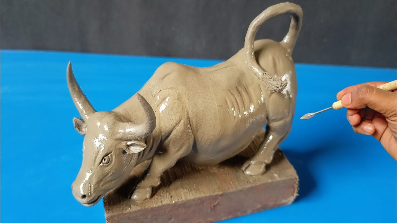 How to make bull with clay | bull sculpture making with clay | clay ...