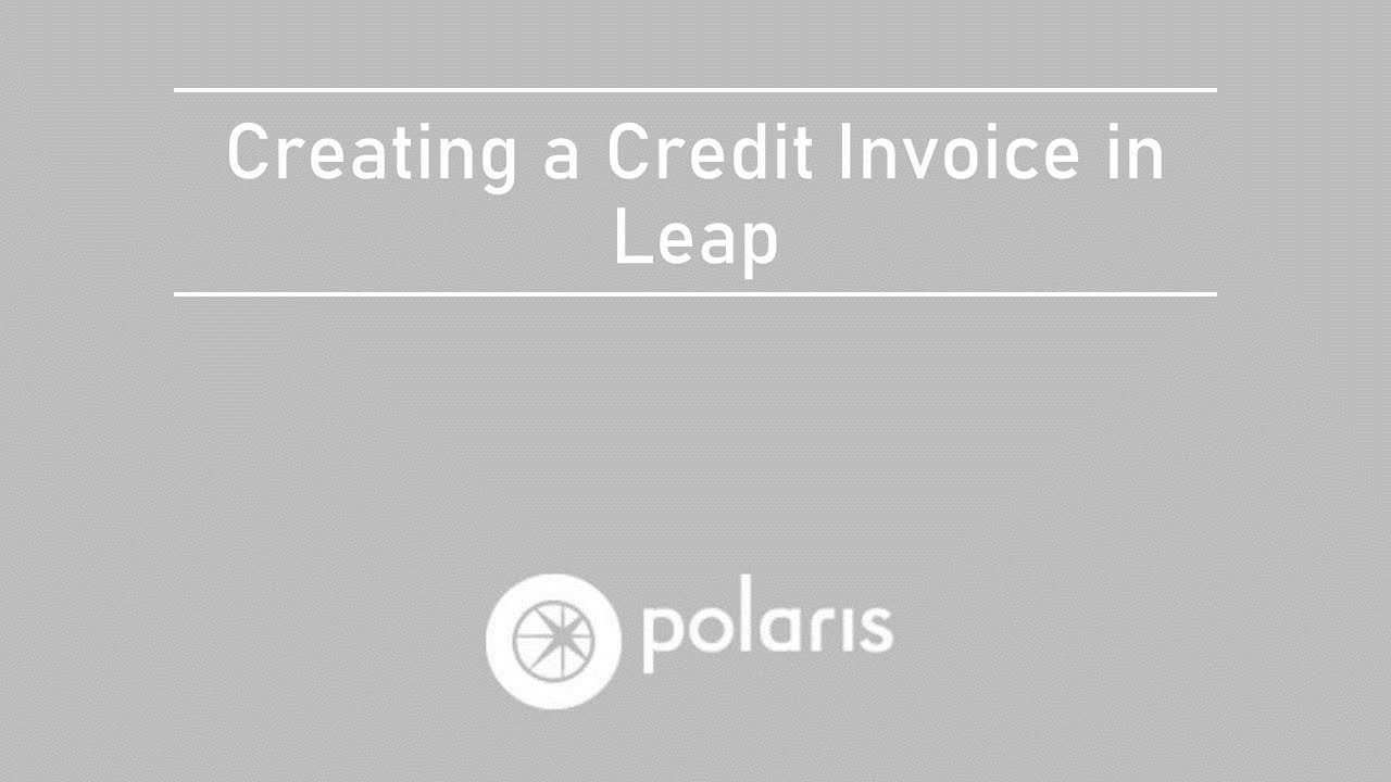 Creating a Credit Invoice in Leap - YouTube