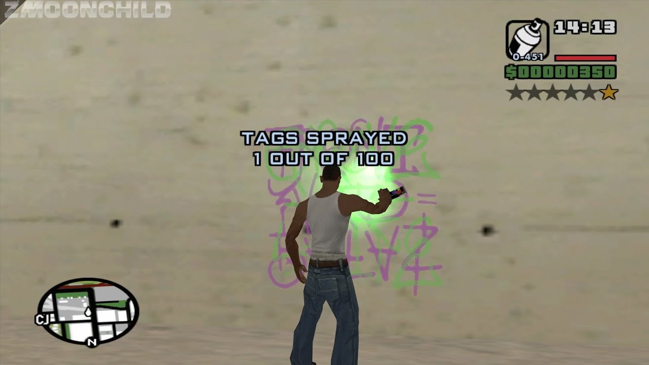 How to spray Gang Tag #74 at the beginning of the game - GTA San ...
