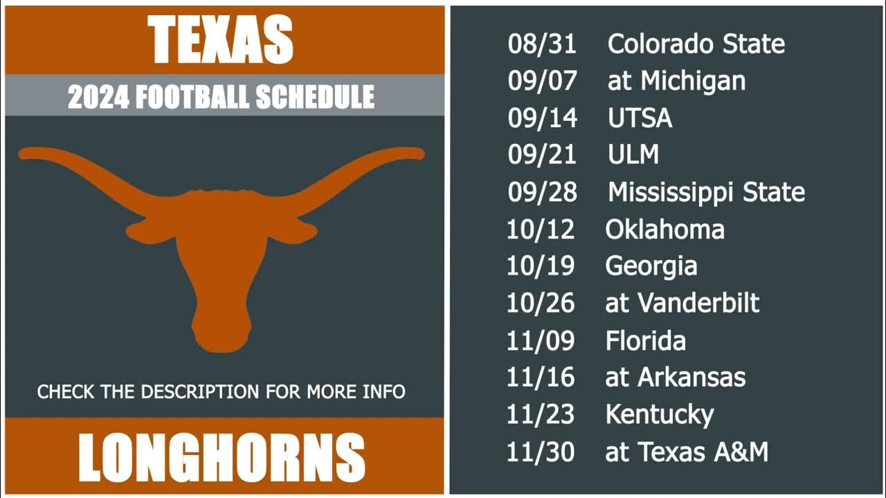 2024 Texas Longhorns Football Schedule - YouTube