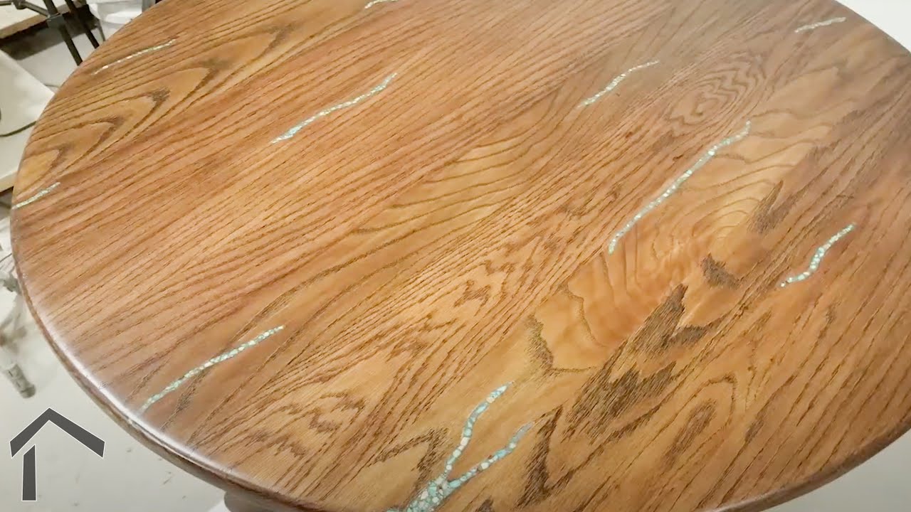 Epoxy Table Repair with Turquoise Inlay -- How an Old Dining Table ...