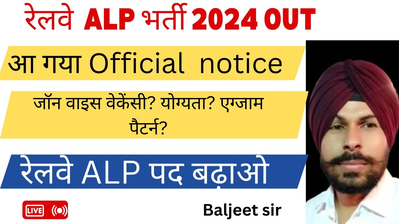 Railway ALP New Vacancy 2024 | RRB ALP Official Notification out RRB ...