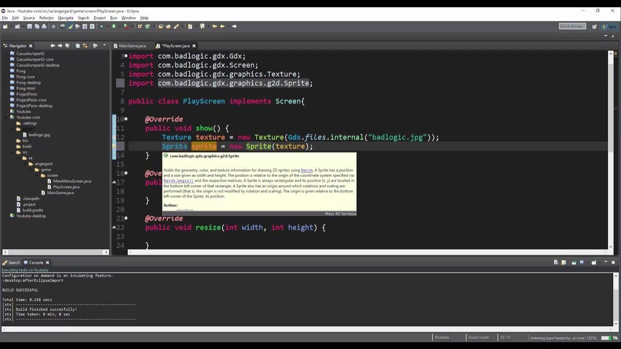 libGDX - Texture, Sprite, SpriteBatch - YouTube