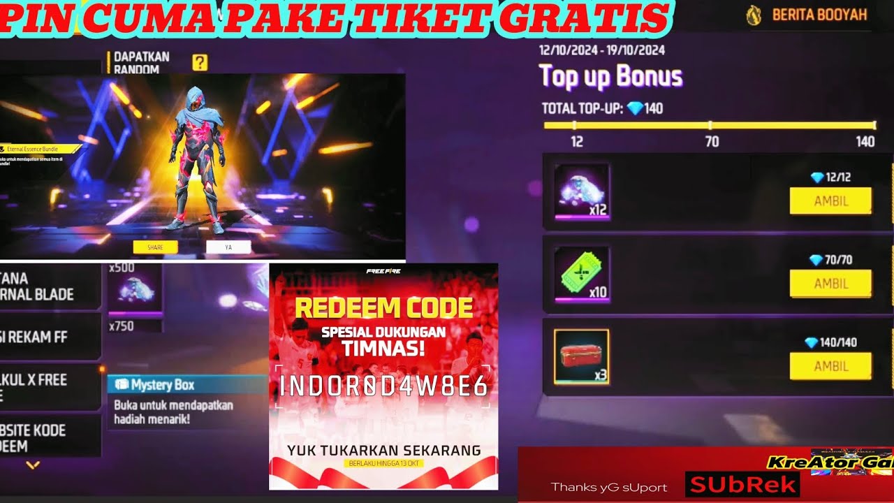 SPIN BUNDEL ETERNAL CUMA PAKE TIKET TOP UP #IVENT FF TERBARU #IVEN TOP ...