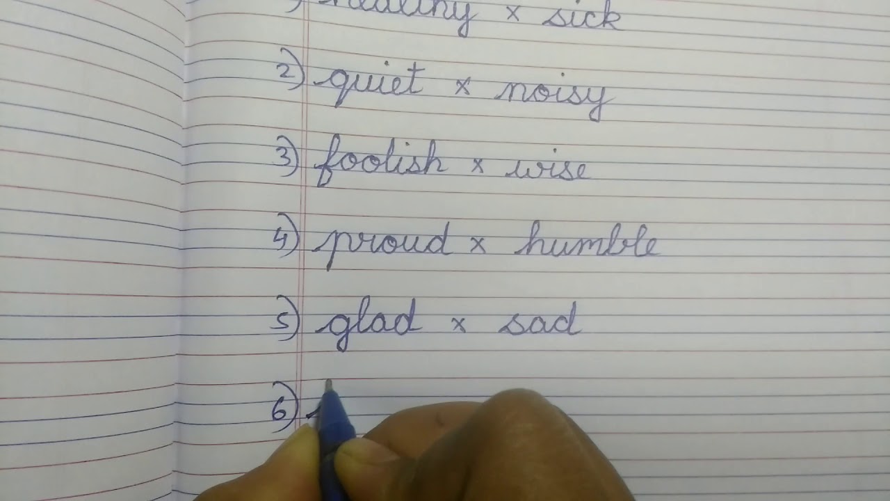 Opposite words (5) in cursive handwriting - YouTube
