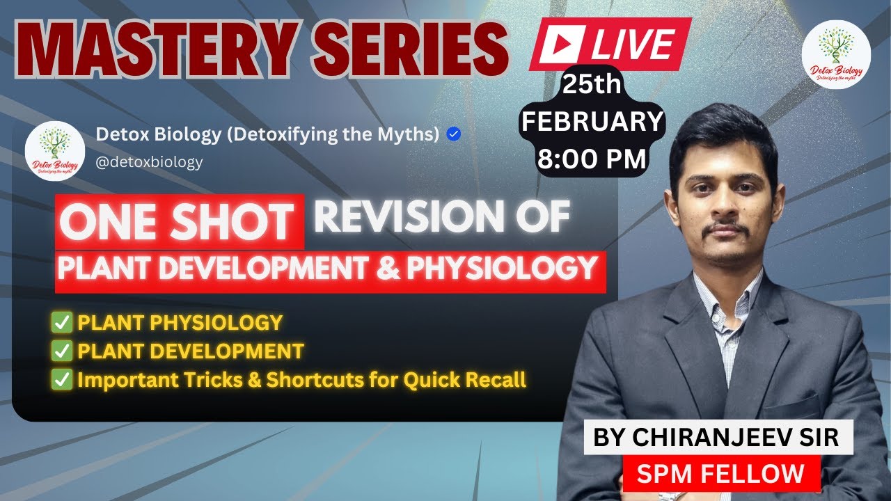 🔴 LIVE ONE-SHOT REVISION: PLANT PHYSIOLOGY & DEV. BIO | CSIR-NET | GAT-B | DBT-BET | MASTERY ...
