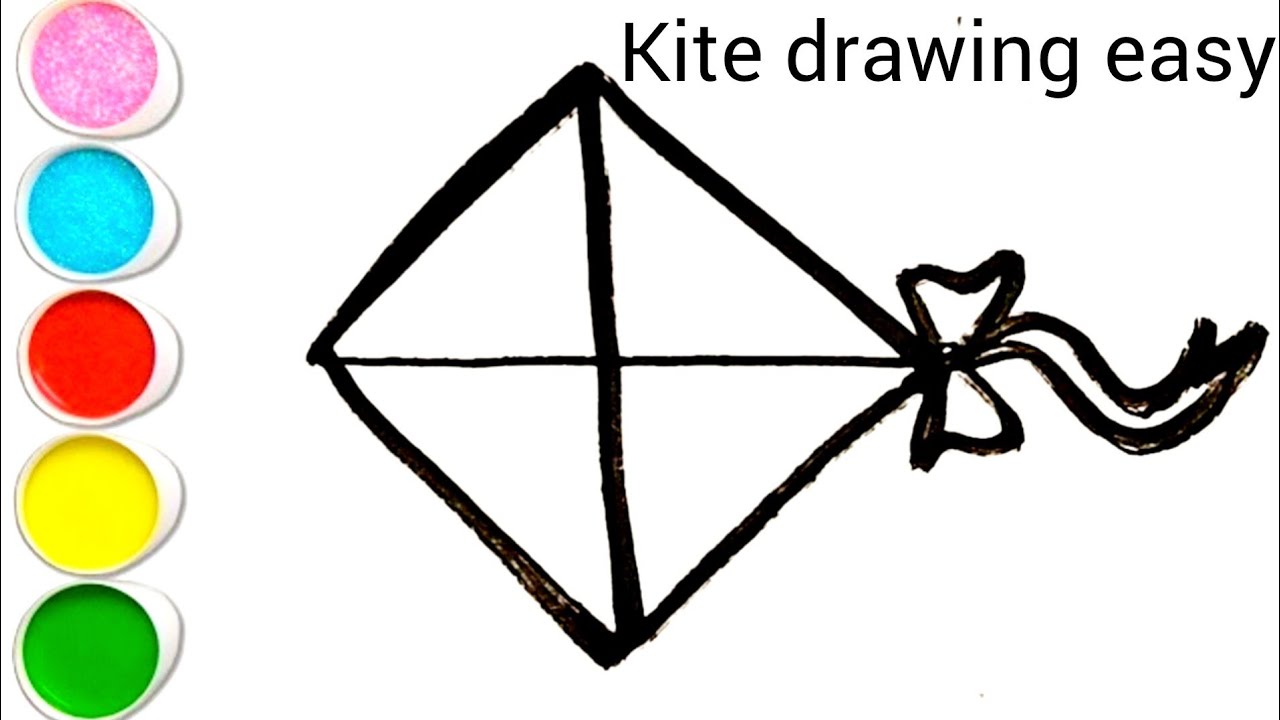 How to draw a Kite | Kite drawing painting & coloring for kids ...