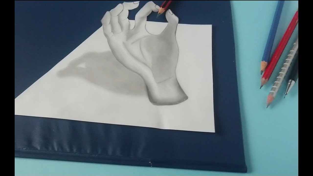 DRAWING AMAZING 3D HAND / Dibuja mano en 3D - YouTube