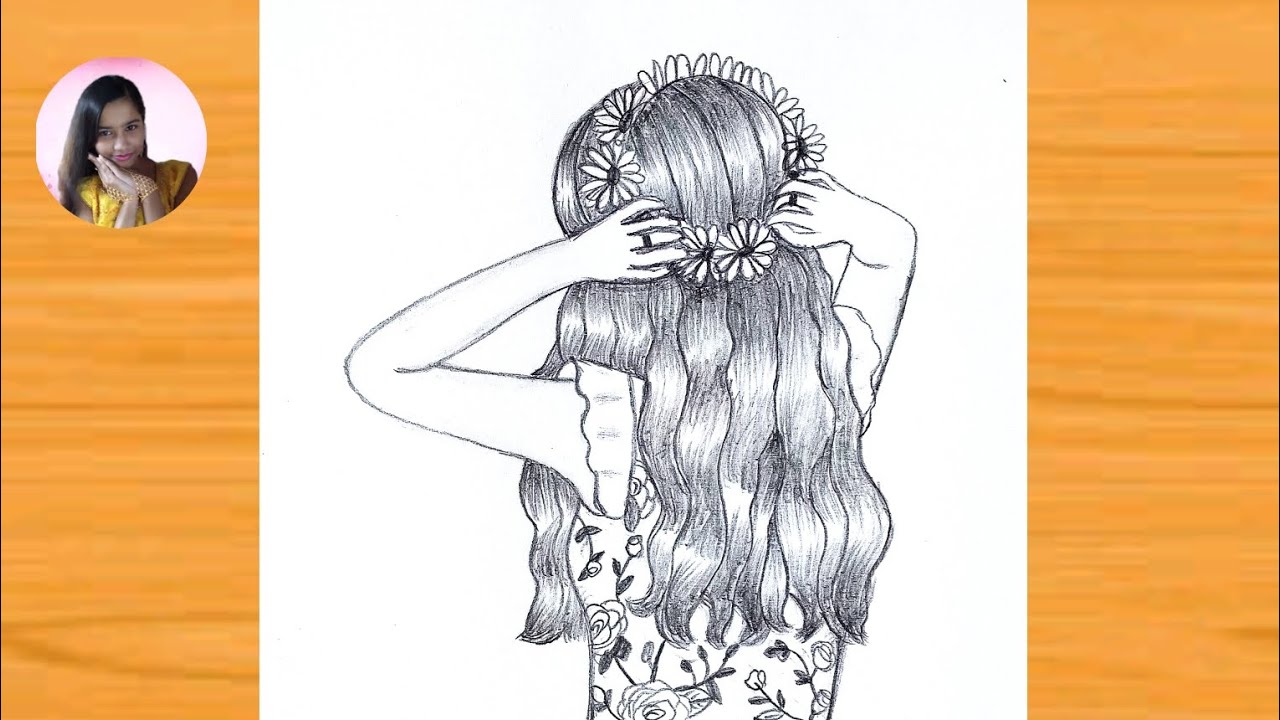 How to draw a girl with flowers crown || How to draw a girl || Girl ...