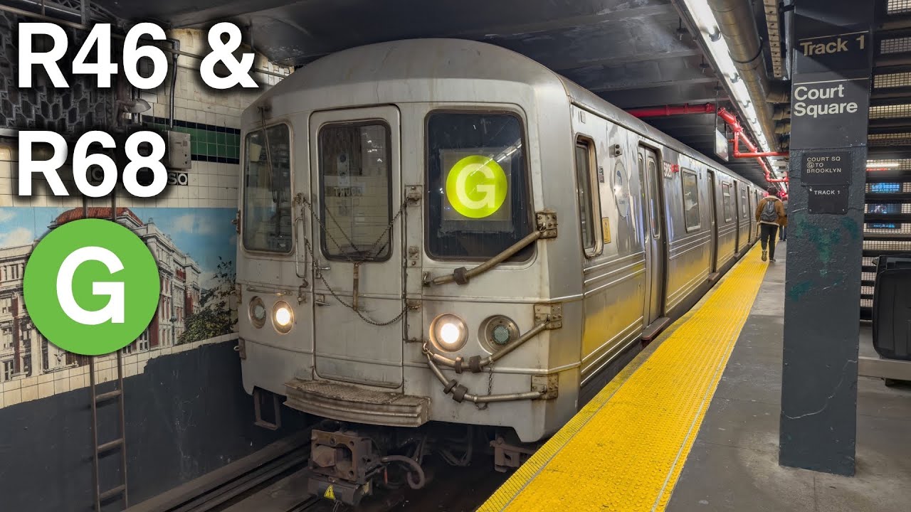 R46 & R68 G Trains at Court Sq (February 2025) - YouTube