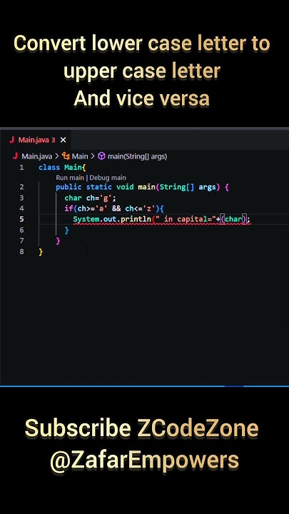 Convert a lower case letter to upper case letter and vice versa in java subscribe @ZafarEmpowers ...