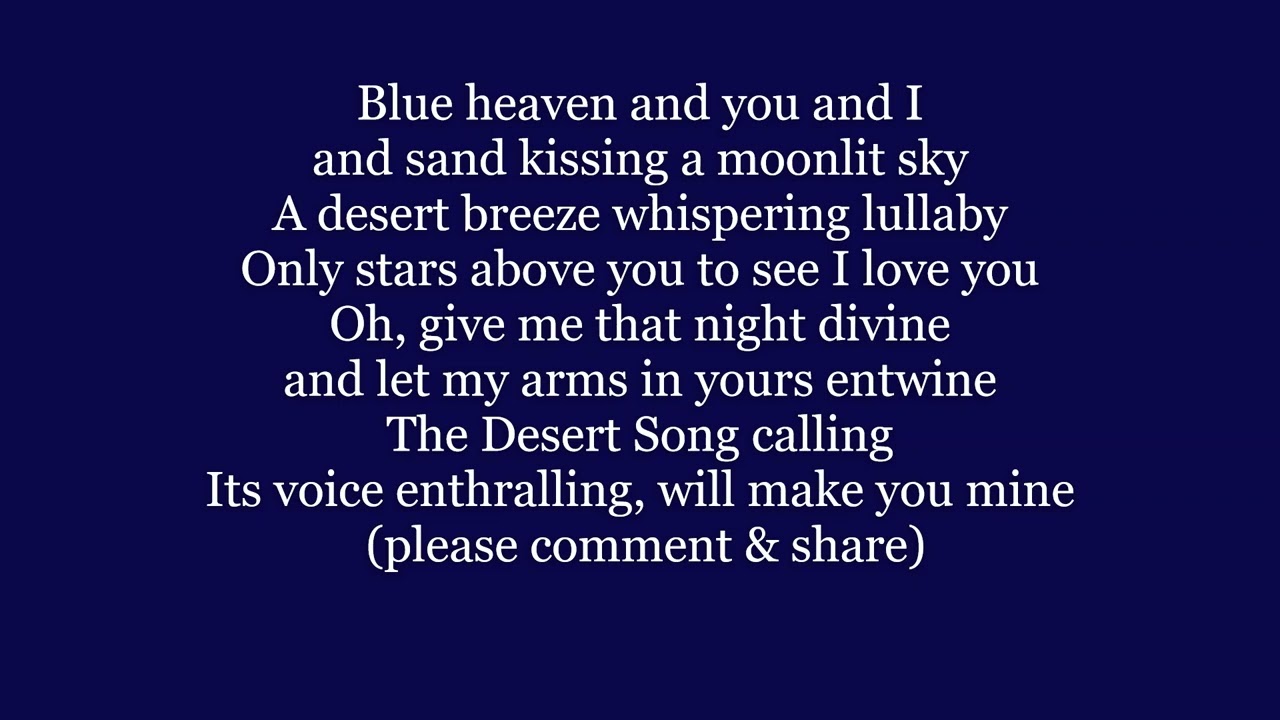THE DESERT SONG fr Desert Song operetta Lyrics Words text trending ...