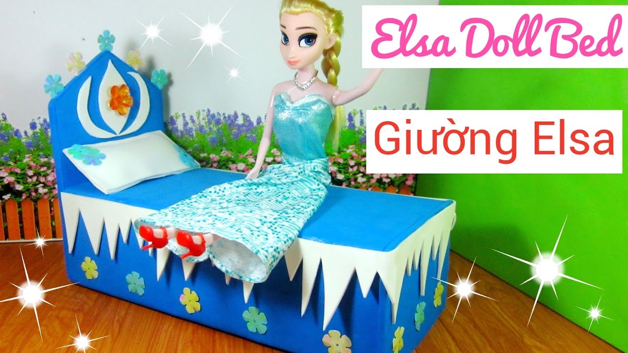 DIY How to make a Elsa Doll Bed Tutorial / Làm đồ cho búp bê: Giường ...