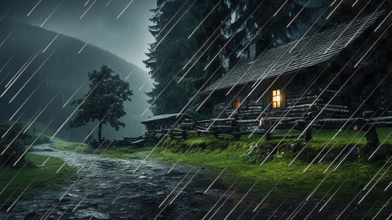 Notte tempestosa con pioggia torrenziale e tuoni forti ⛈ Suoni della ...