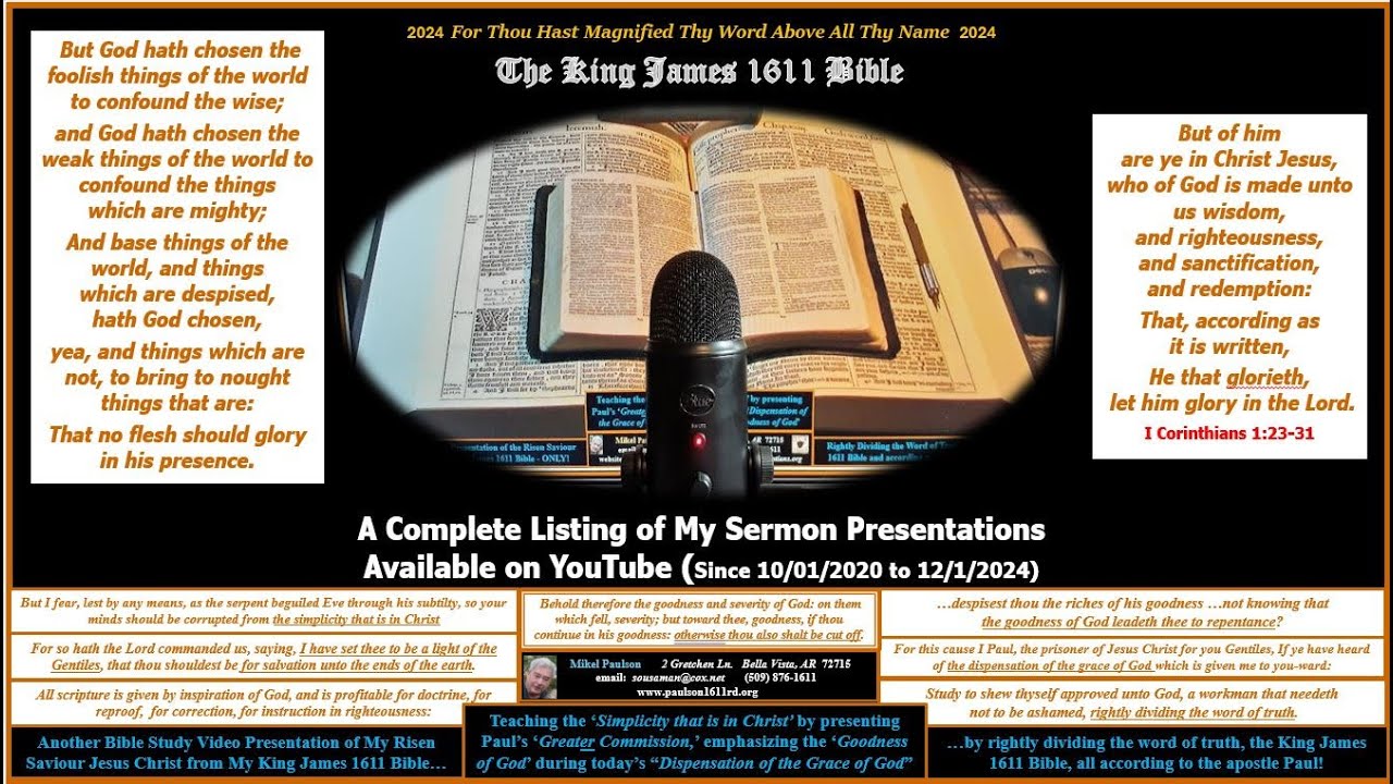 YouTube Sermon / Presentation List 2020 to 2024 - YouTube