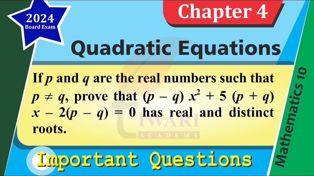 Class 10 Maths Chapter 4 Important Question 4 Quadratic Equations in ...