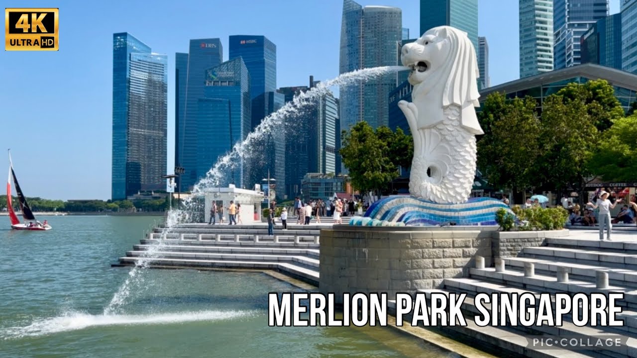 Merlion Park Singapore Walking Tour | Singapore 4K 🦁🌇 - YouTube