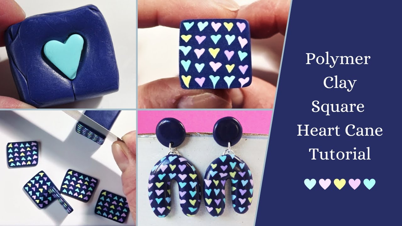 Polymer Clay Square Heart Cane Tutorial / Easy Polymer Clay Heart Cane ...