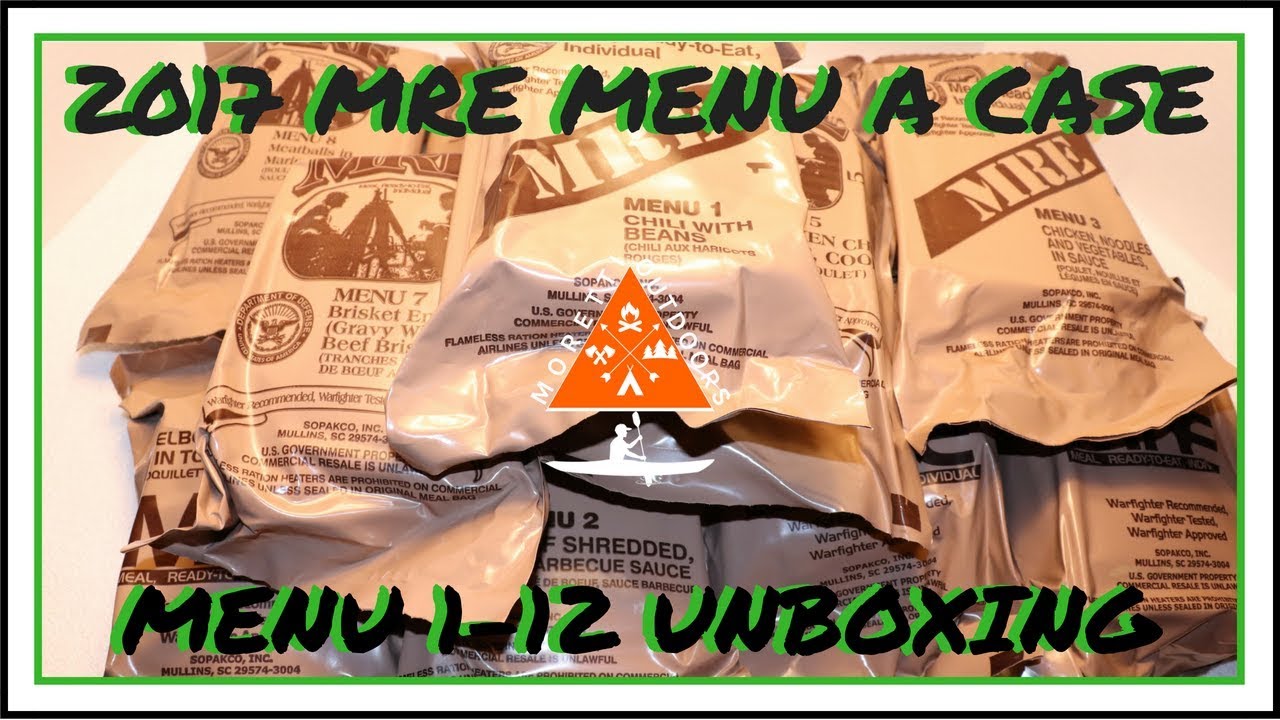 MRE Menu A Case Unboxing Menus 1-12 U.S. Military Rations 2017 - YouTube