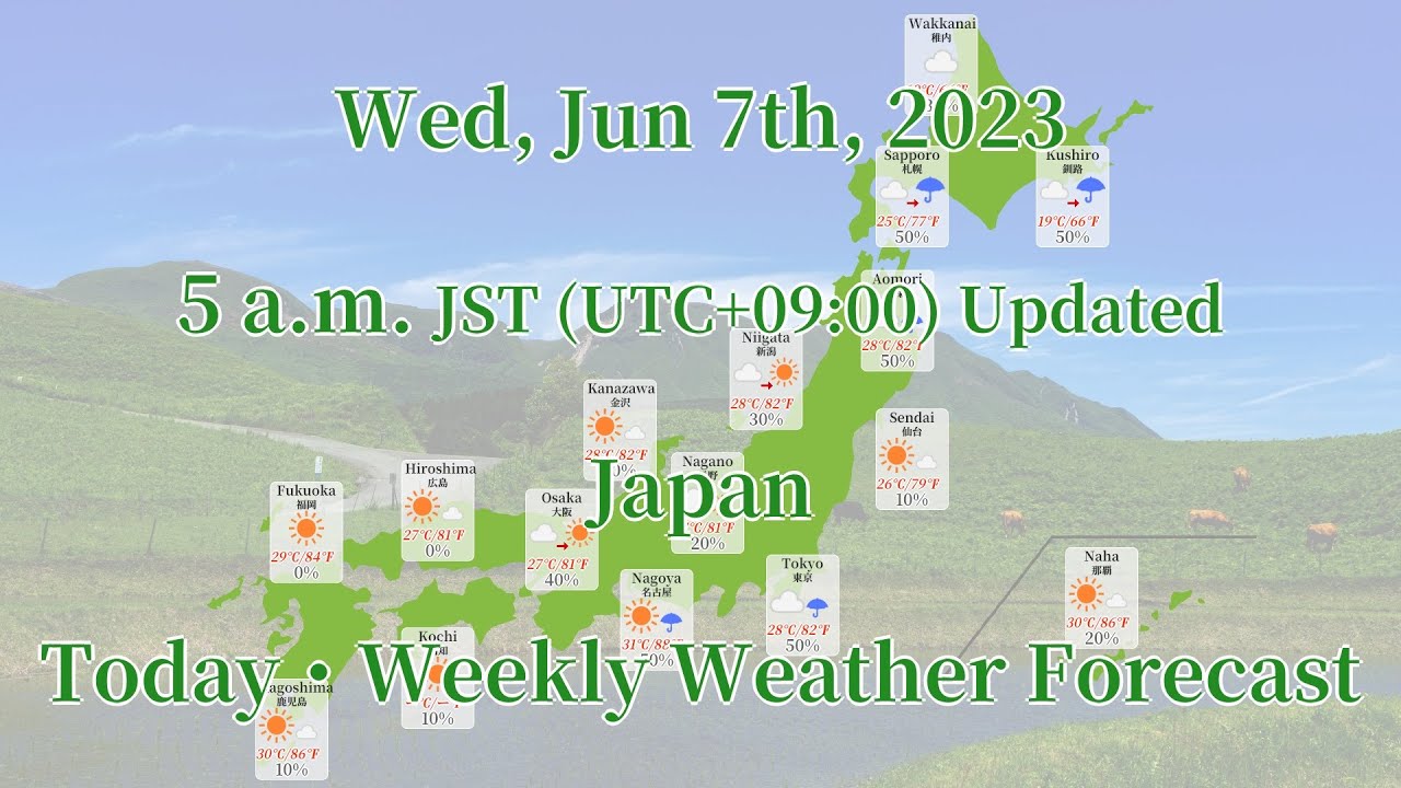 Wed, Jun 07th, 2023 Japan Today, Weekly Weather Forecast 5 a.m. JST ...