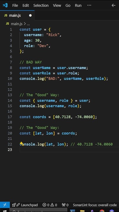 Object Destructuring in under 60 Seconds #javascript #coding #programming - YouTube