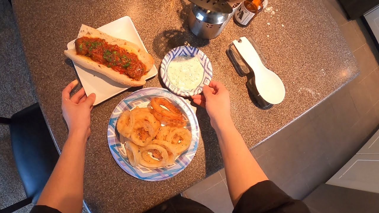 CookingWithTheArtShow- Meatball Sub With Onion Rings - YouTube