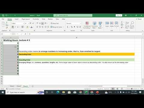 LECTURE #3 Ascending and Descending order at MS Excel or spreadsheet - YouTube